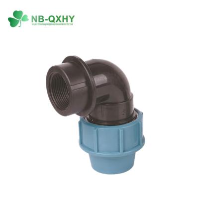 Cina 16mm/25mm/32mm/50mm PP Compressione Female Elbow Pipe Connectors con collegamento uguale in vendita