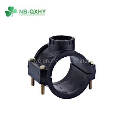Cina Codice testa rotonda uguale Fittings di compressione in plastica in PP Clamping Saddle per irrigazione in vendita
