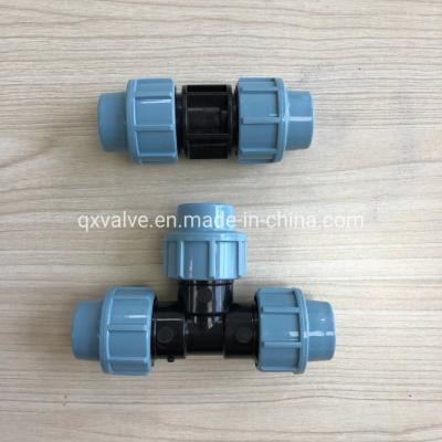 China Acessórios de compressão de PP para tubos de irrigação de 16 mm a 110 mm 1/2 