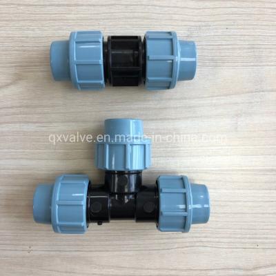 Cina Codice testa rotonda accoppiamento in plastica 3 Way Tee PP compressione adatta per irrigazione uguale in vendita