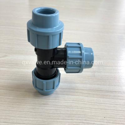 Cina Codice testa rotonda accoppiamento in plastica 3 Way Tee PP compressione adatta per irrigazione uguale in vendita