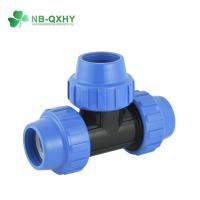 China 45deg Light Blue Equal Tee Fitting PP Compression Plastic Fittings for Irrigation System for sale