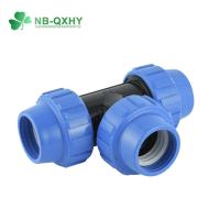 China 45deg Light Blue Equal Tee Fitting PP Compression Plastic Fittings for Irrigation System for sale