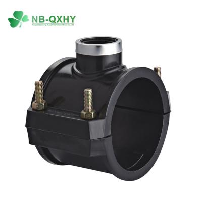 Cina Clampo di compressione in PP nero Saddle Outlet singolo per il collegamento di saldatura di tubi uguali in vendita