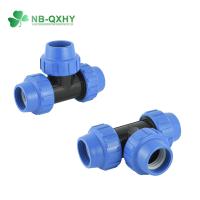 China PP Compression Fittings Plastic PP Union Coupling 90 Degree Tee for Irrigation System for sale