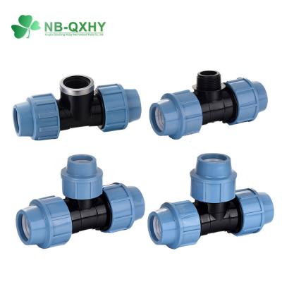Cina Fittings per tubi a compressione in polipropilene/PP nero e blu per irrigazione in vendita