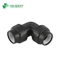 China Round Head Code Pn10/12/16 Black Plastic PP Compression Pipe Fitting Elbow for Irrigation for sale