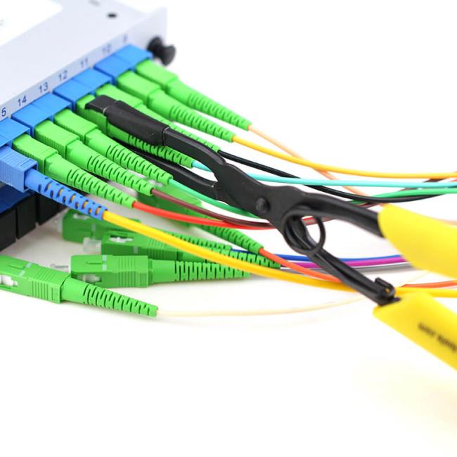 Long nose plier in use for fiber optic connector insertion/extraction