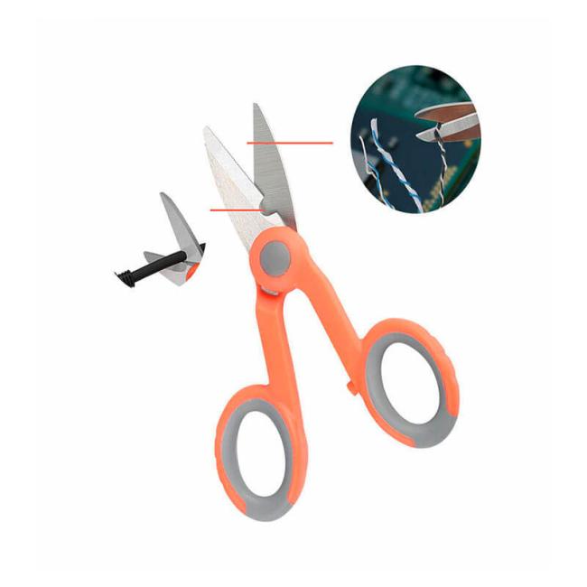 Stainless Steel Fiber Optic Kevlar Shears Scissors in use