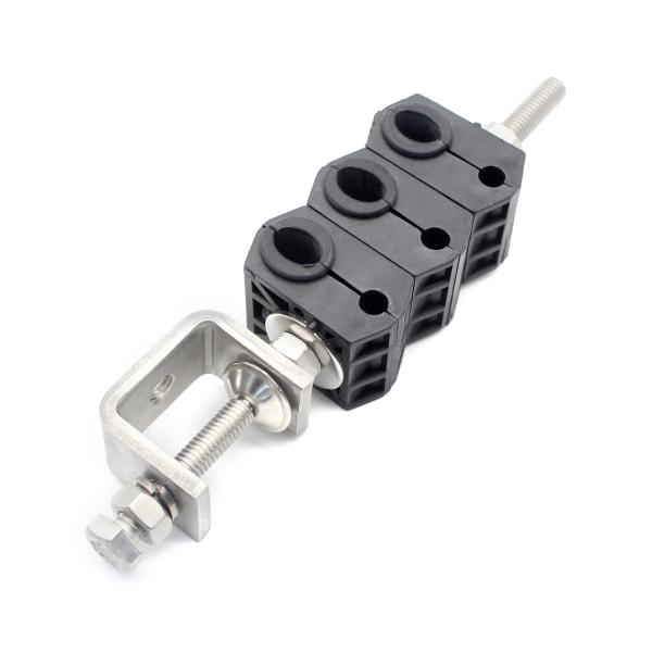 Quality 6 Cable Capacity Customized Single hole three way power cable feeder clamp Fiber for sale