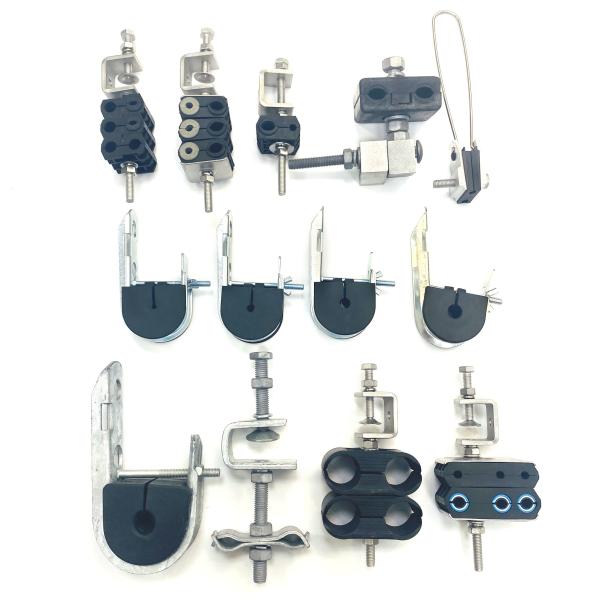 Quality 6 Cable Capacity Customized Single hole three way power cable feeder clamp Fiber for sale