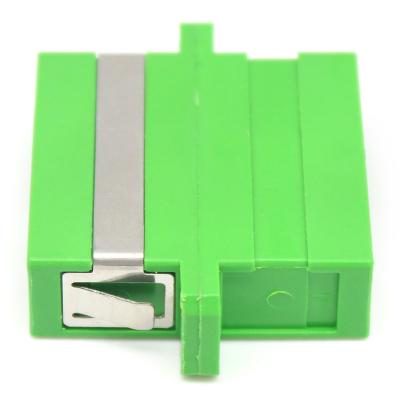 China Network GSM Fiber Optic Green SC APC Single Mode Duplex Optical Adapter with Flange for sale