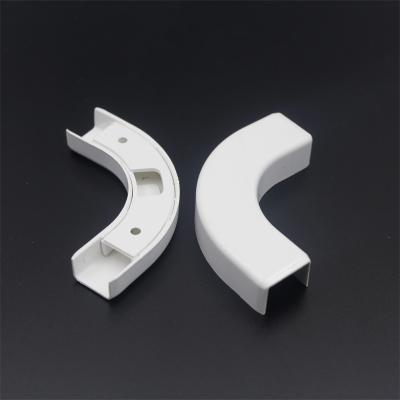 China FTTH Wall Tube Fiber Optic Wiring Plastic Bending Angle in White with Clip Connector for sale