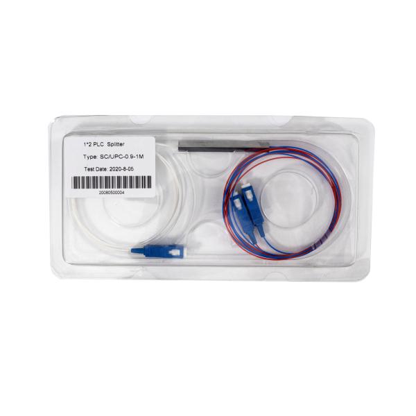Quality Customized 1*2 SC UPC Mini Type Fiber Optic PLC Splitter With G657A Fiber 0.9mm for sale