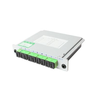 China 1*8 1*16 1*32 1*64 G657A Cassette Box PLC Fiber Optical Splitters SC APC/UPC for sale