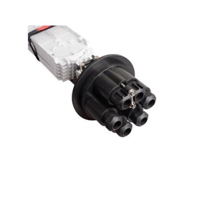 China 2 In 4 Out Ports FTTH Splice Enclosure Vertical Box with 144F Capacity and 6 Pcs of 24 Core Splice Tray for sale