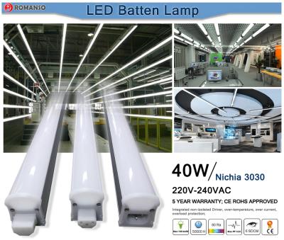 China High Efficiency 4ft 4000lm LED batten lights Nichia 3030 LM79 / LM80 for sale
