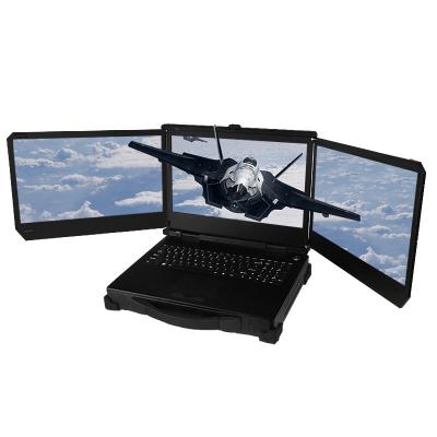 China 17.3 inch Triple screen military rugged laptop computer core i7 12700T with Nvidia T1000 video card  workstation for sale