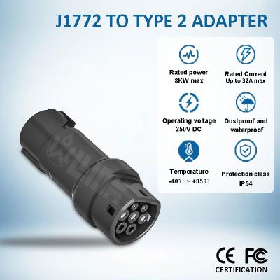 China J1772 to Type 2 Adapter 32A Type 2 J1772 Charger Adaptor for Chinese Version Electric Car with Type 2  Charging Socket for sale