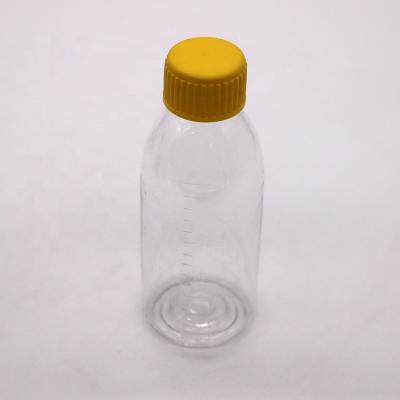 Cina Bottiglia di sciroppo PET vuota marrone/amber/trasparente con tappo a vite a prova di manomissione in vendita