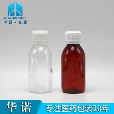 China 100 ml ronde esdoornhoest siroop vloeibare fles met schroefdeksel en warmteverzegeling Te koop