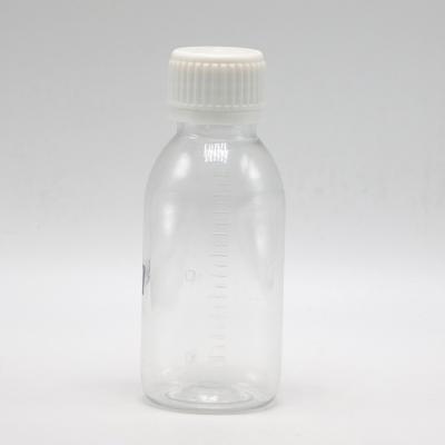 China 100 ml ronde esdoornhoest siroop vloeibare fles met schroefdeksel en warmteverzegeling Te koop