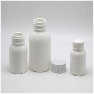 Cina 30 mL/50 mL/100 mL PP Bottiglia di medicinali liquidi bianchi con corpo a scala e serigrafia in vendita