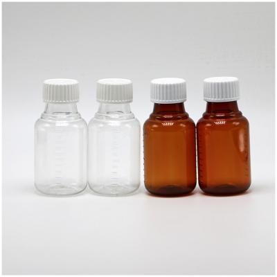 中国 100ml PET アンバー/ブルー メイプル 咳シロップ 口服液体ボトル CRC キャップと熱シール 販売のため