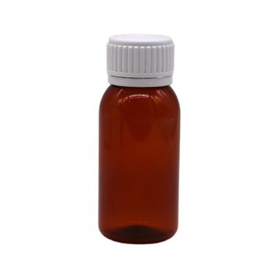 中国 60ml 丸いアンバー レシピ薬局 PET液体薬 蓋付きのスケーラ付き容器 販売のため