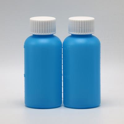 Cina Medicina industriale 60 ml/2 oz HDPE sciroppo bottiglia Bianco/blu opaco Anti-ultravioletto in vendita