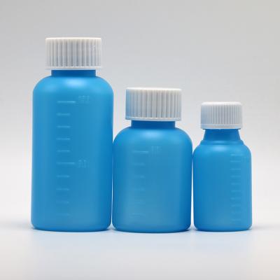 Cina Medicina industriale 60 ml/2 oz HDPE sciroppo bottiglia Bianco/blu opaco Anti-ultravioletto in vendita