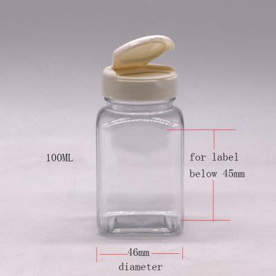 中国 薬剤ボトル 100ml PET パーソナルカラーと様々な蓋付きの四角形のプラスチックボトル 販売のため