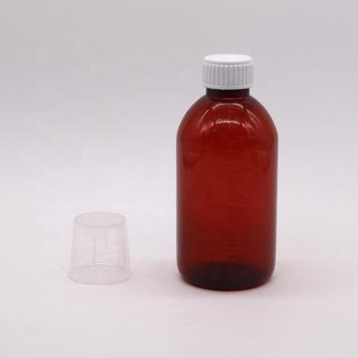 Cina 250 ml Bottiglia di medicinali liquidi PET Amber con tappo a vite e contenitore per farmaci in vendita