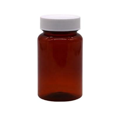 Chine Bouteille en plastique ambrée en PET de 100 ml, comprimé/vitamine/capsule, avec couvercle de sécurité pour enfants et bouchon à vis à vendre
