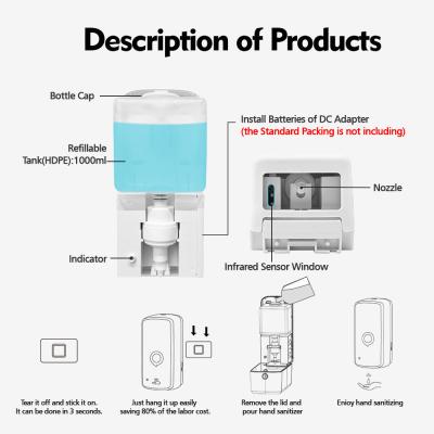 China Andusic 1000ML Capacity Touchless Sensor Automatic Soap Dispenser with Multi-Function for Foam and Spray Soap for sale