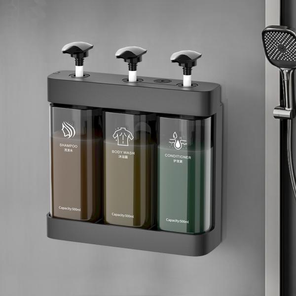 Quality Multi Function Triple Wall Mounted Pump Soap Dispenser Refillable 500ml*3 for sale