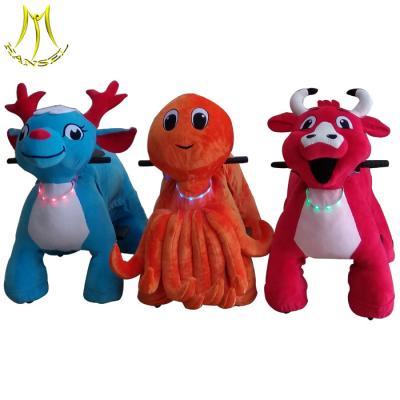China Hansel electric kids ride on animal scooter and battery operated plush animals with coin operated motorized animals for sale