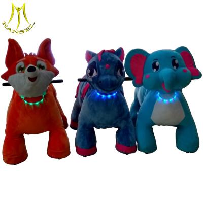 China Hansel family entertainment center equipment and motorized animals riding toys with plush animal electric scooter for sale