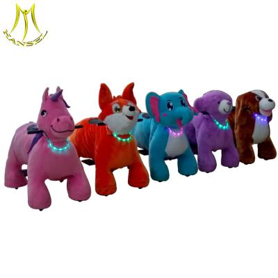 China Hansel adult ride on toys made in china and zoo animal scooter for mall with plush motorized animals for sale
