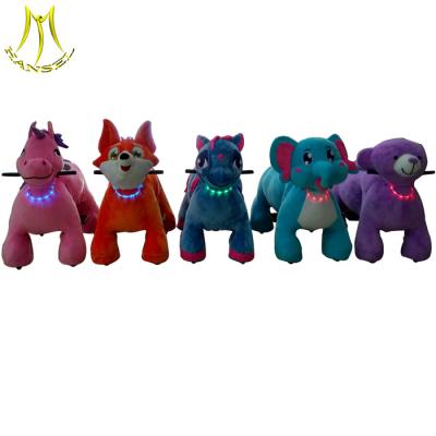 China Hansel plush motorized animals and plush animal scooter for mall with coin operated kids ride machine for sale