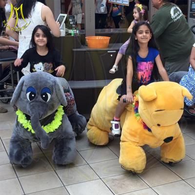 China Hansel carnival animal rides for rent and plush toys stuffed animals on wheels with plush animal scooter for mall for sale