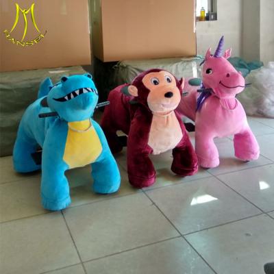 China Hansel customized shopping mall coin operated kids electric ride on plush animal for sale
