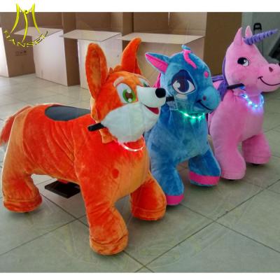 China Hansel kiddie rides made in china and indoor amusement park equipment motorized with plush electrical animal toy car for sale