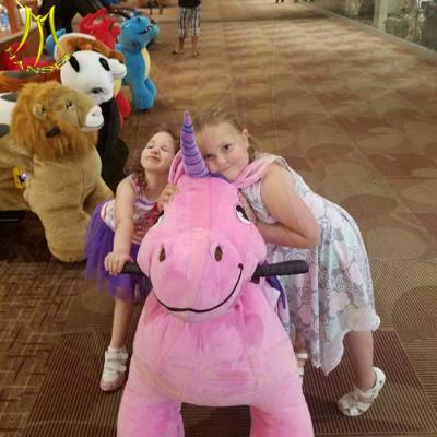 China Hansel cheap kids animal toy rides toy horse on wheels plush animal electric scooter for sale