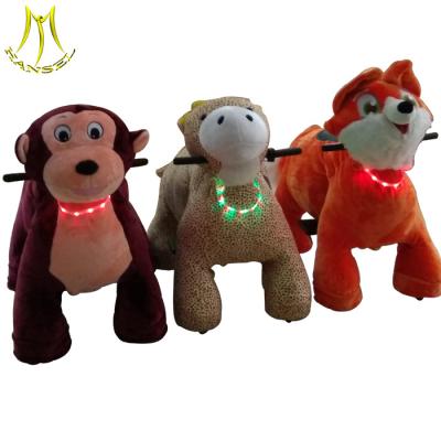 China Hansel popular amusement park kiddie indoor ride on plush animals for children for sale