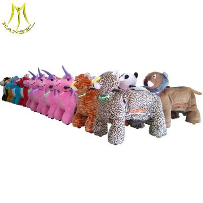 China Hansel best selling walking coin operated motorized plush riding animals for sale