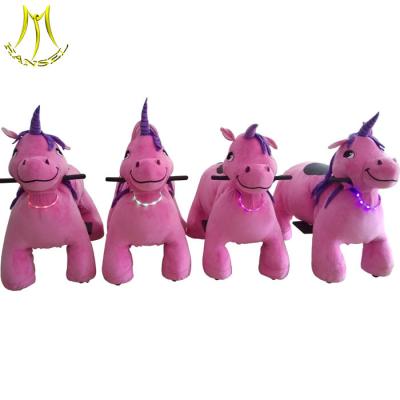 China Hansel family park coin operated electronic toys plush riding animals for sale