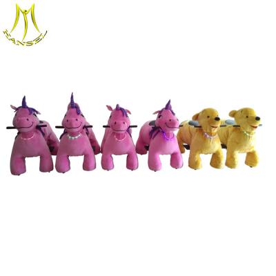 China Hansel plush rocking horse motorized plush riding animals with music for sale