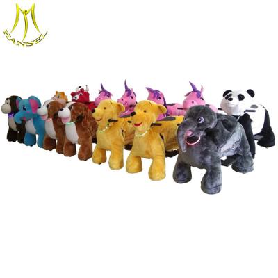 China Hansel hot selling kids coin operated four wheel plush animal ride for sale