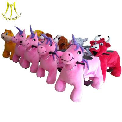 China Hansel wholesale outdoor children ride on plush motorized animals for kids for sale